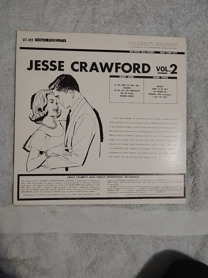 Jesse Crawford UTS-182 The Most Beautiful Love Songs Celebrity Records ...