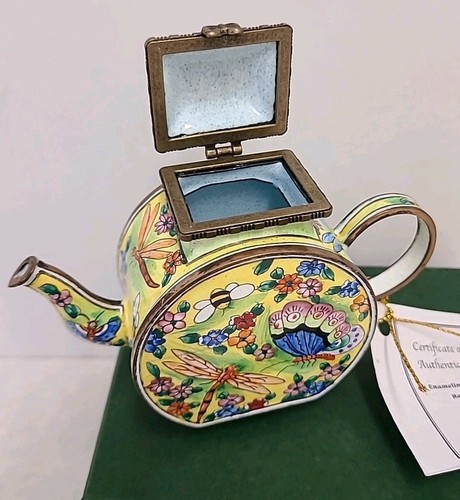 Kelvin Chen Enamel Over Copper Cloisonne Miniature Teapot 3076 Insect ...