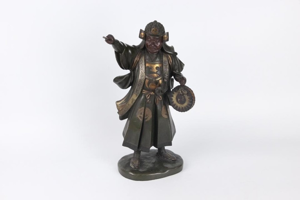 Bushi Bronze Statue 14.5 inch Japanese Antique Metalwork Ako Roshi ...