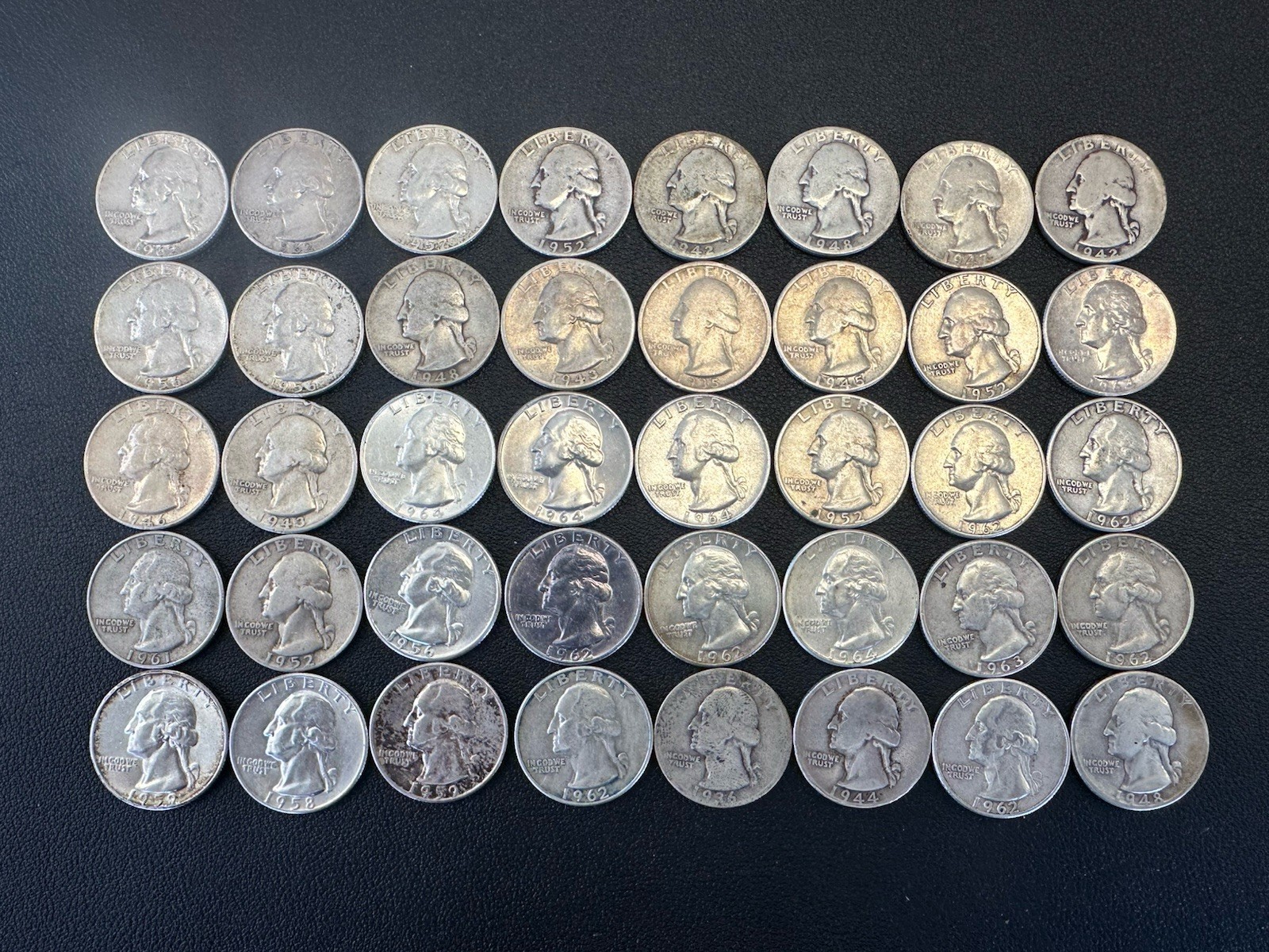Lot of 40 Silver quarters ($10 face) | eBay