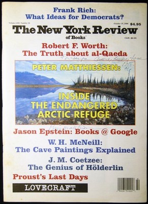 2006 PETER MATTHIESSEN SIGNED INSCRIBED NEW YORK REVIEW OF BOOKS ARCTIC ...