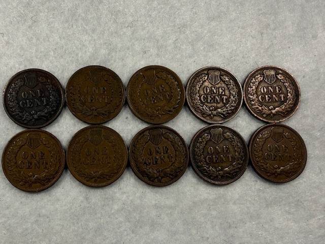 1900-1909 Indian Head Cent Penny Lot 10 PC LOT most w/FULL LIBERTY ...