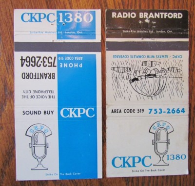 RADIO STATION MATCHBOOK COVERS: CKPC 1380 (BRANTFORD, ONTARIO) (2 ...