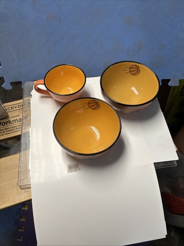 2~Basketball Ceramic Cereal - Ice Cream Bowls 6" Wide Sports 1- Coffee ...