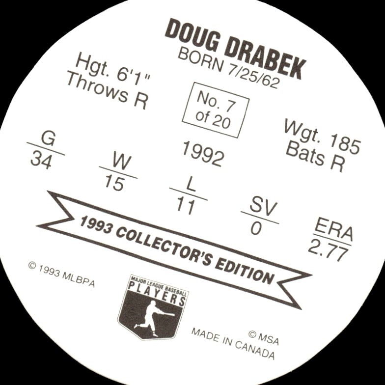 1993 Ben's Bakery Bread Super Discs Doug Drabek Houston Astros #7 | eBay