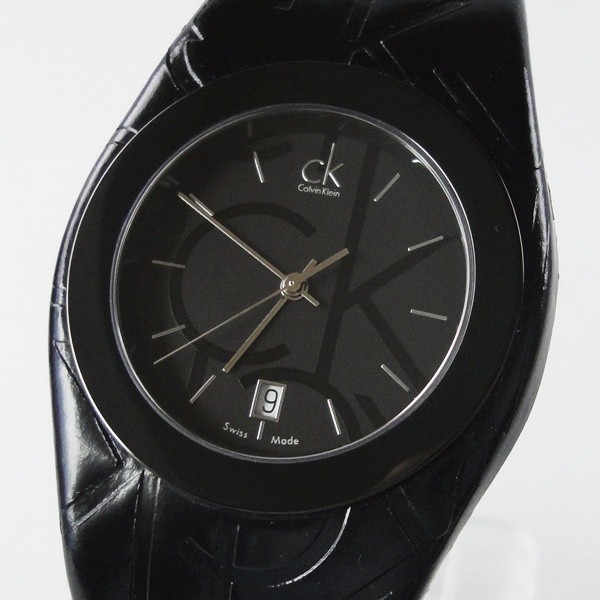 Womens Watch CK CALVIN KLEIN LOGO K4723136 Leather Black SWISS MADE | eBay