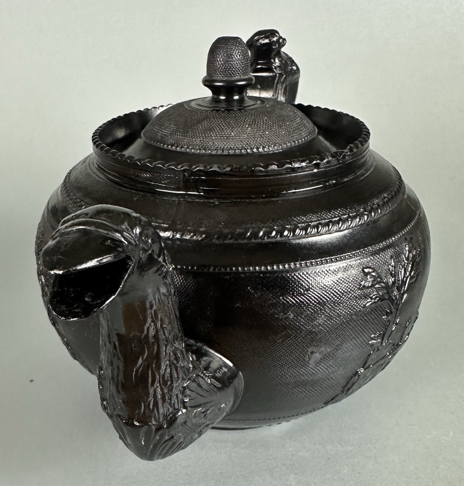 Black Basalt / Shining Black Early 19thC Teapot c1830. Bird Spout Eagle ...
