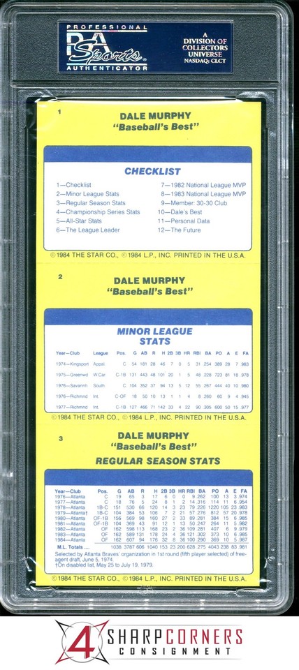 1986 STAR DALE MURPHY PERFORATED #1-3 3 PANEL PSA 9 (OC) | eBay