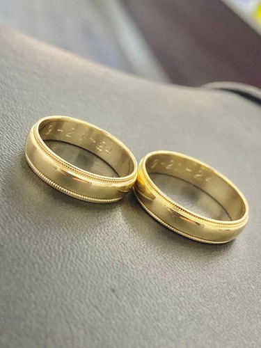 14K Yellow Gold Band Wedding Ring Anillo Matrimonio Hombres Mujeres ...