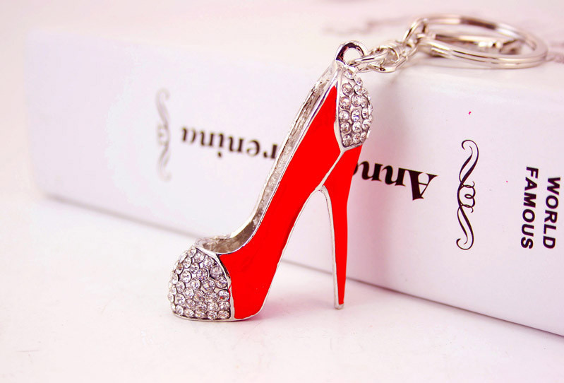 Black Red High Heeled Shoe Shaped Diamante Rhinestone Bag Charms ...