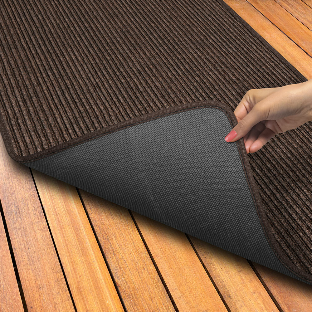 INDOOR/OUTDOOR DOUBLE-RIBBED CARPET RUNNER Skid-Resistant BITTERSWEET ...