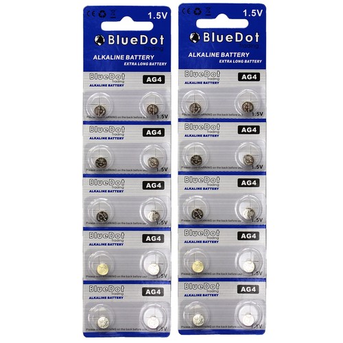 20 Pk AG4 L626 GP7 LR626 377 376 G4A LR66 BlueDot Alkaline Button Cell ...