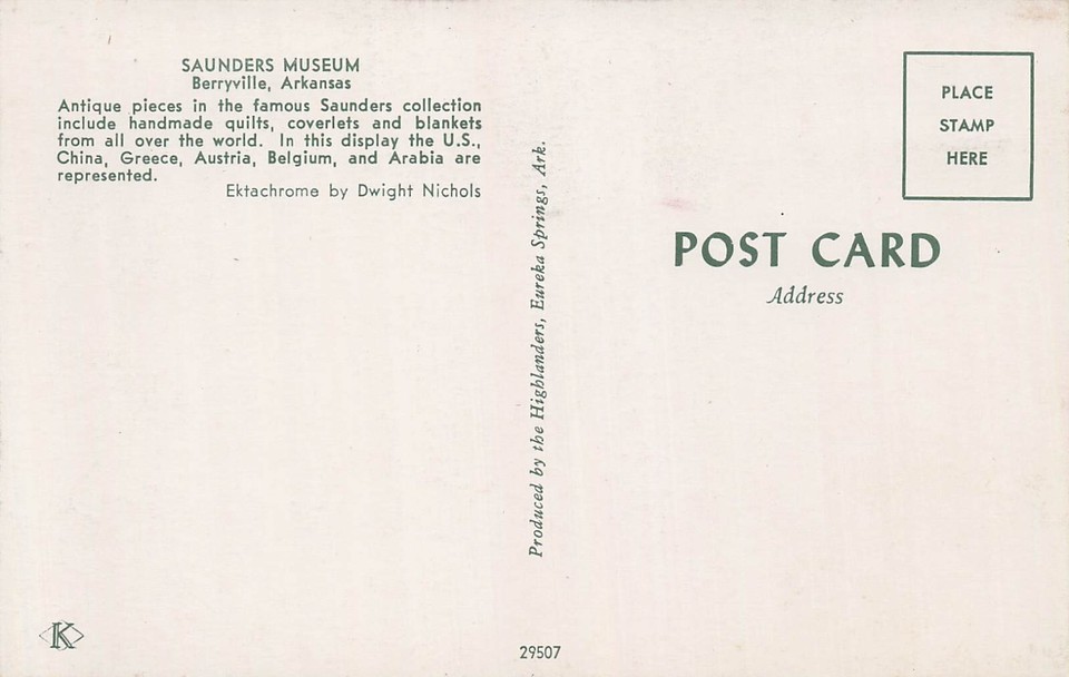 Saunders Museum Berryville AR Arkansas Interior Textile Display Vtg ...