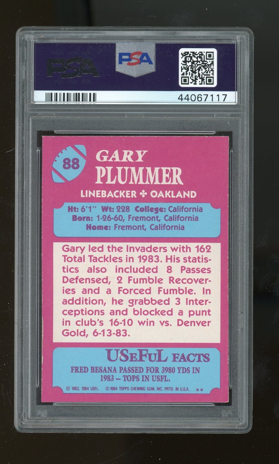 1984 Topps USFL - #88 Gary Plummer (RC) for sale online | eBay