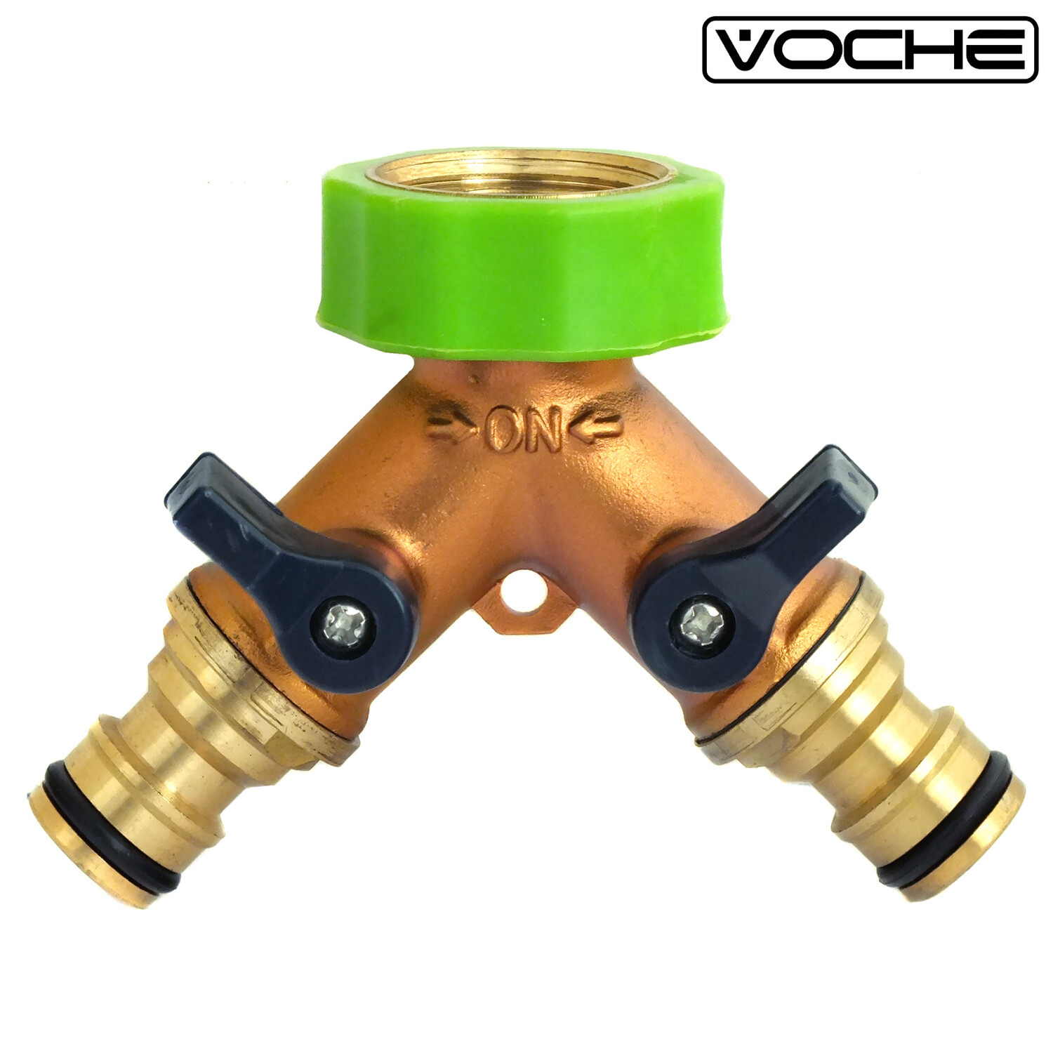 Voche Solid Brass 2 Way Double Outside Garden Hose Pipe Tap Splitter ...