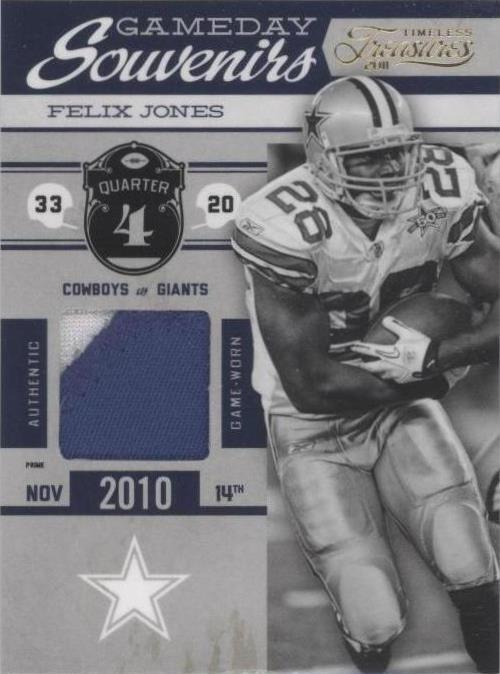 2011 Panini Timeless Treasures - Game Day Souvenirs Felix Jones #1 4th ...