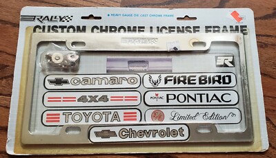 Vintage New Rally Custom Chrome License Plate Frame Chevy Toyoto Fire ...