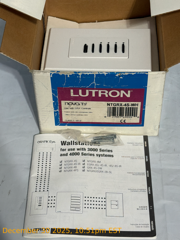 NEW Lutron NTGRX-4S White 4-Scene Activator Wallstation for Grafik Eye ...