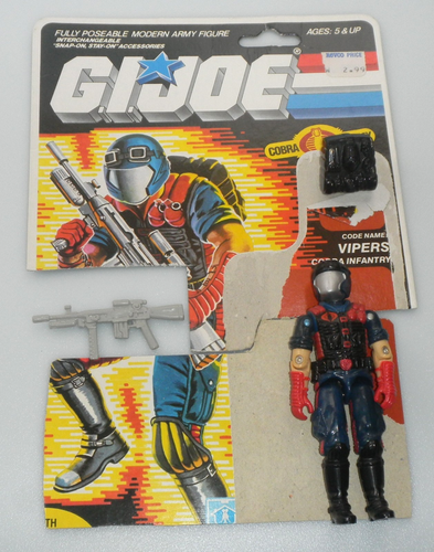 Vintage 1986 Vipers G.I. GI Joe Cobra v1 100% Complete Figure Card 3.75 ...