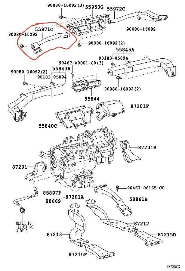 TOYOTA AVALON OEM LEFT HAND Instrument Panel Dash Air Duct HVAC 55971 ...