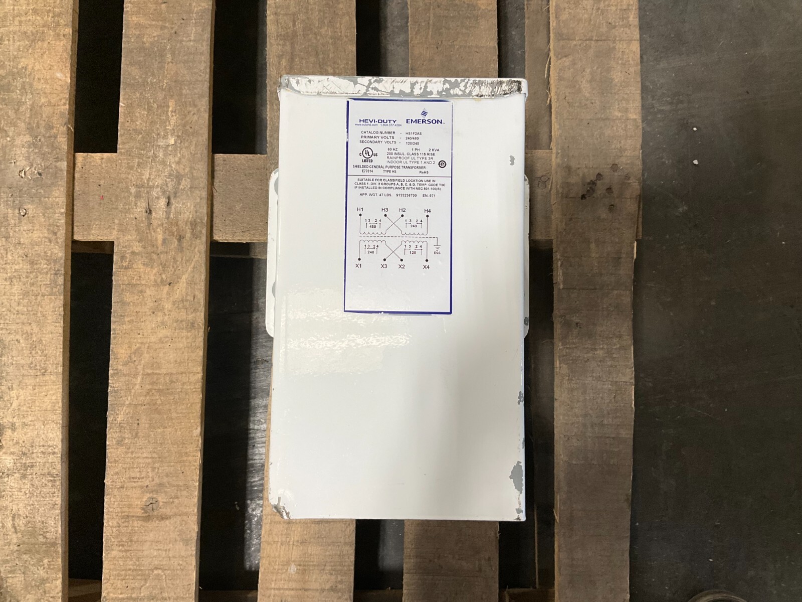 Emerson Hevi Duty HS1F2AS Transformer 2000 VA 2 KVA Single Phase EGS ...