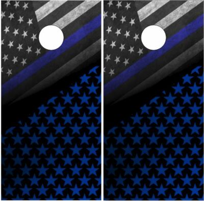 Thin Blue Line Stars LAMINATED Cornhole Wrap Bag Toss Skin Decal ...