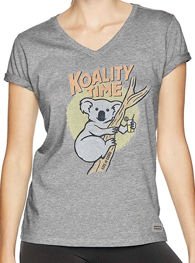 XL NWT Women's Life is Good Quality Koality Time Koala Bear Gray SS ...