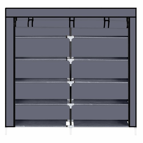 6 Tiers Shoe Rack Closet w/ Fabric Cover Portable Shoe Storage ...