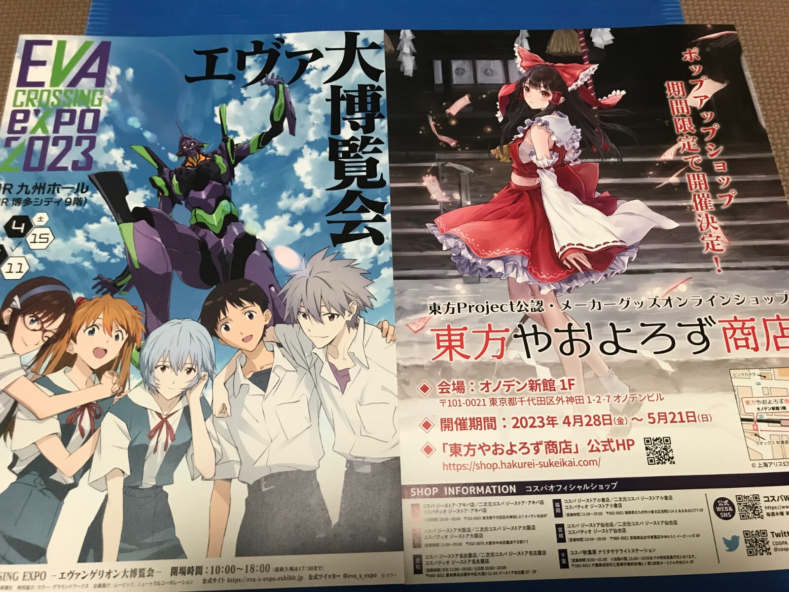 Set of 2!!Touhou projec Evangelion Anime Manga Movie Chirashi/Poster ...