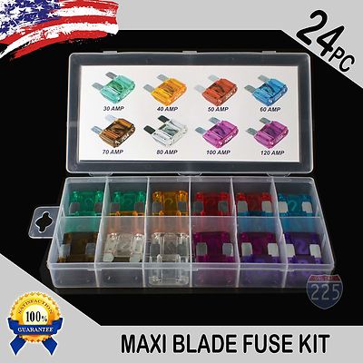 24 Pack Large MAXI / APX Blade Fuse Assortment Auto Car Truck SUV AMP ...