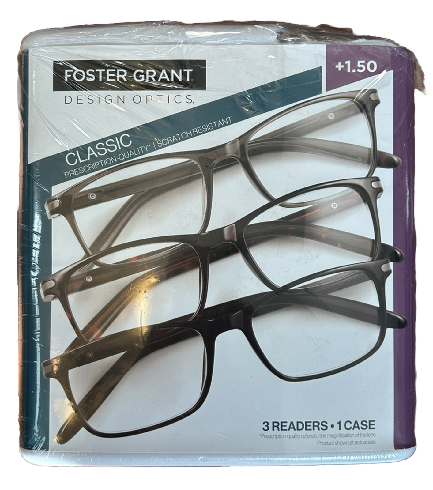 Design Optics Cole Classic Full Rim Rectangular Reading Glasses 3 Pack ...