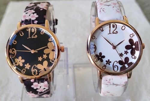 New floral 🌸 flower ladies bevel edge watch flower dial + free extra ...
