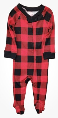 NEW WONDERSHOP BUFFALO PLAID BABY SLEEPER ONE PIECE PAJAMAS SIZE 3-6 ...