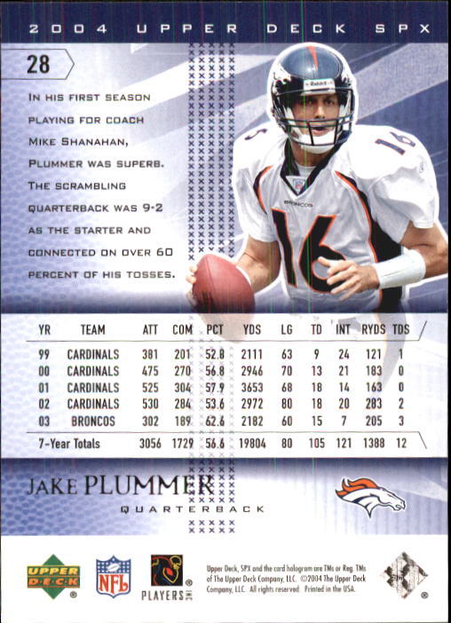 2004 SPx #28 Jake Plummer - NM-MT | eBay
