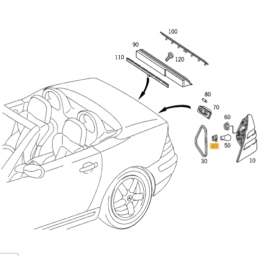 MERCEDES BENZ S W140 Tail Light Stop Fog Lamp Socket Holder 2pcs ...