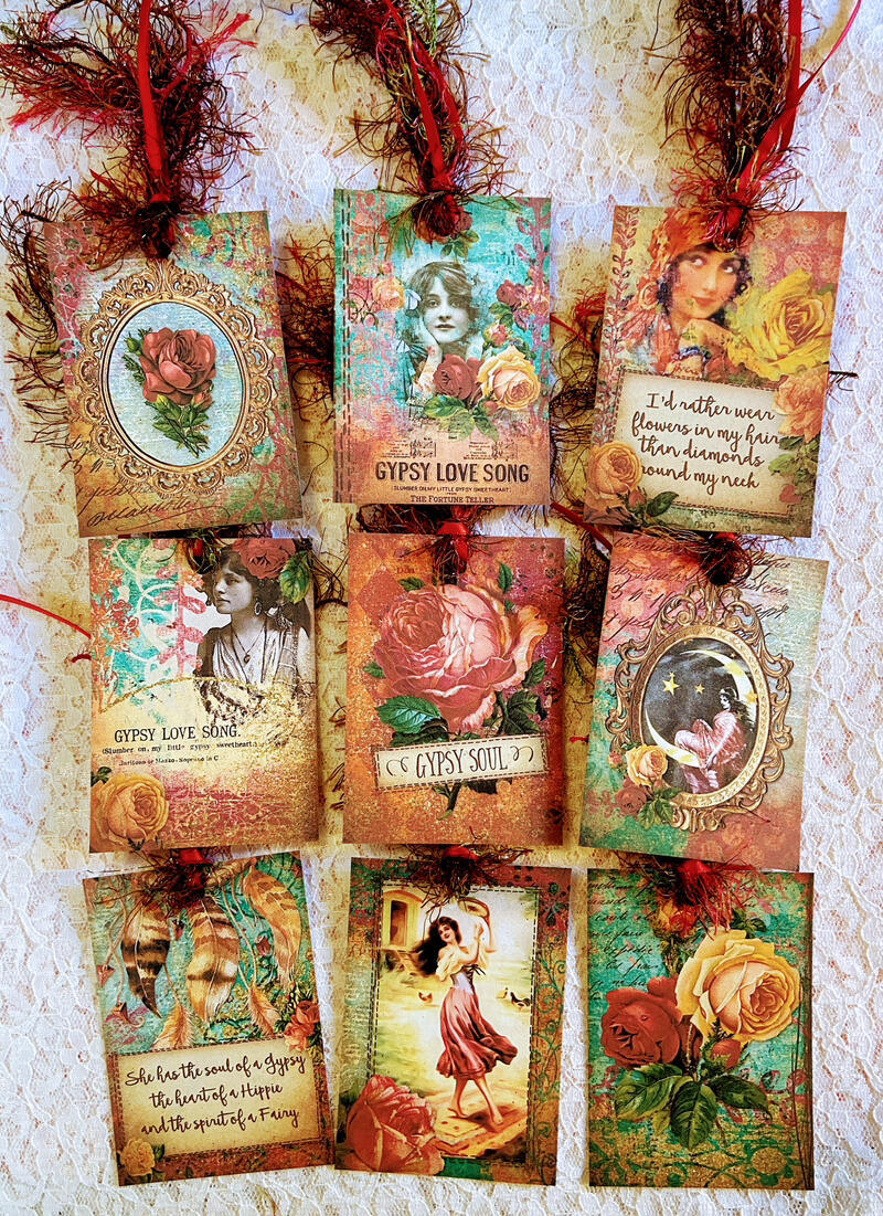 Gypsy Soul Ladies~Vintage~9 Gift Hang Tags~Cards~Junk Journals ...