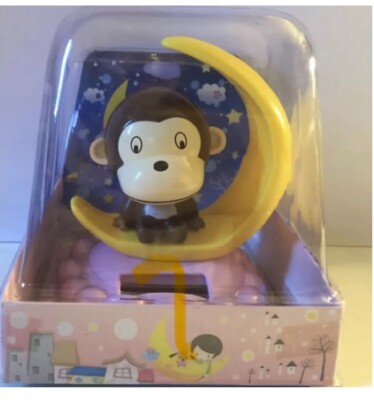 Solar Dancing Brown Monkey on moon Bobble Toy Solar Powered,New! 4”Tall ...