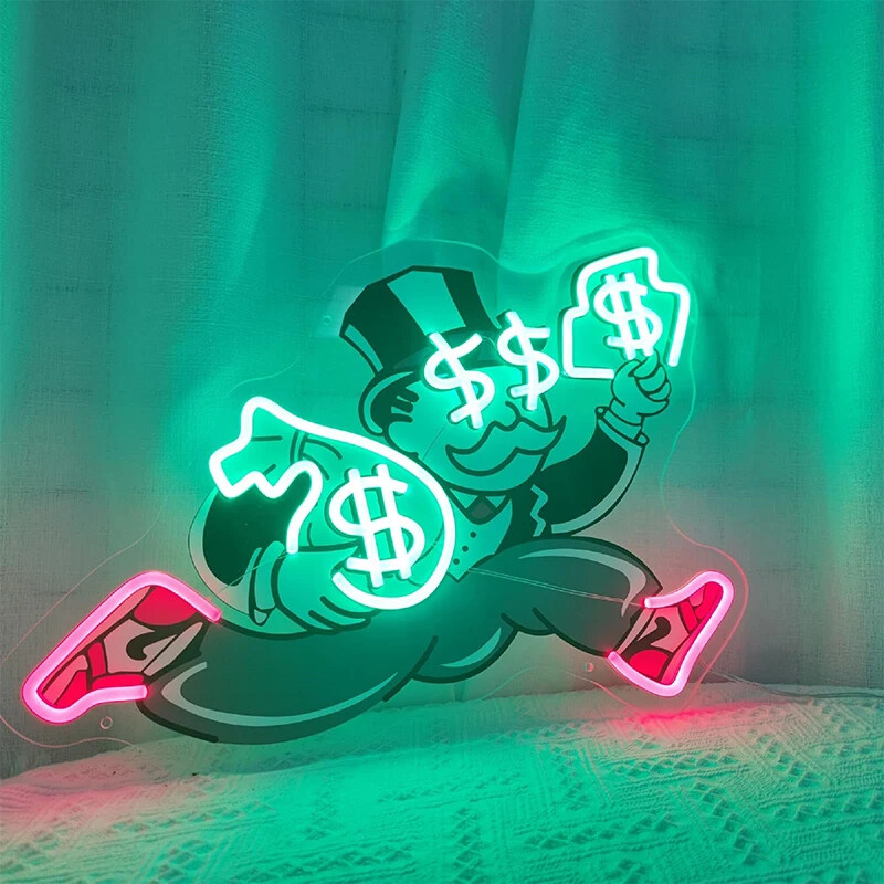 Neon Monopoly Man Money Sign Custom Neon Signs Wall Art Led Neon Light ...
