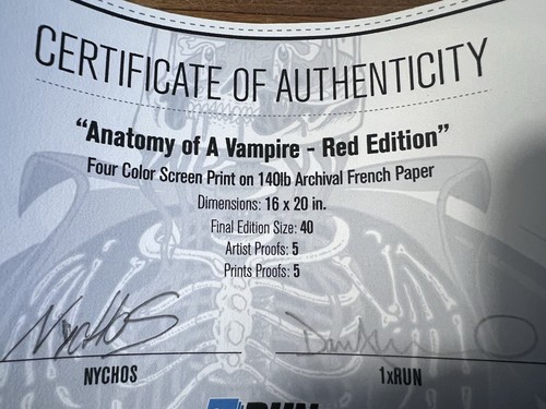 2013 NYCHOS "Anatomy Of A Vampire" print Printer Proof Rare Graffiti ...