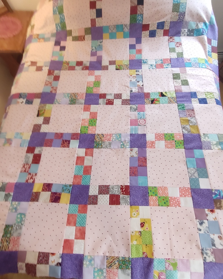Patchwork Quilt top. Scrappy. 57"x 67". Made in Iowa | eBay