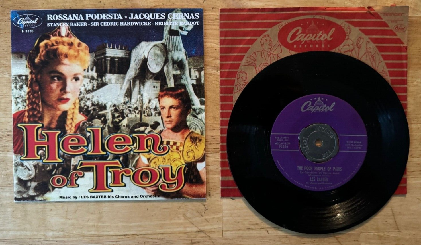 45 7" SP MOVIE SOUNDTRACK HELEN OF TROY BRIGITTE BARDOT JACQUES CERNAS ...