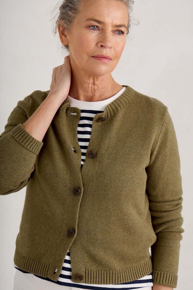 Seasalt Women's Cardigan - green Wheal Pool Organic Cotton Cardigan ...
