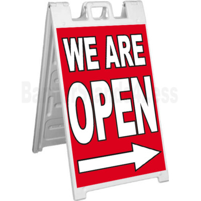 WE ARE OPEN A-Frame Sign Signicade Sidewalk Pavement Banner Street Sign ...