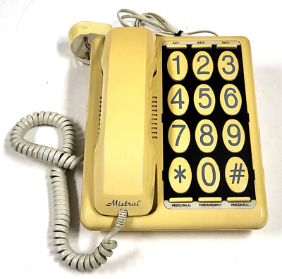 Vintage Mistral Corded Phone Large Buttons Recall Memory Redial BA178 ...
