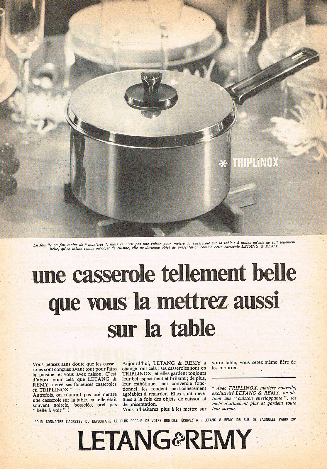 PUBLICITE ADVERTISING 055 1966 LETANG & REMY casserole TRIPLINOX | eBay
