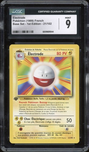 1999 Pokemon FRENCH 1st Edition Base Set Électrode-Electrode 21/102 CGC ...