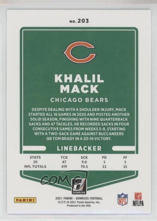 2021 Panini Donruss No Name Khalil Mack #203 | eBay