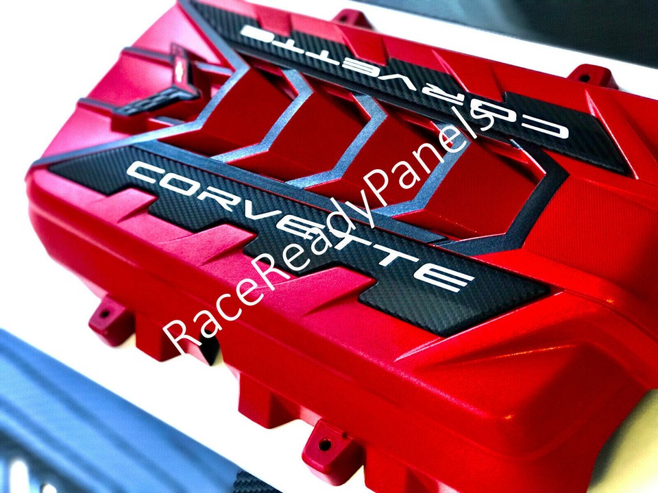 2020/25 CORVETTE C8 ENGINE COVER TORCH RED CARBON FIBER APPEARANCE PKG ...