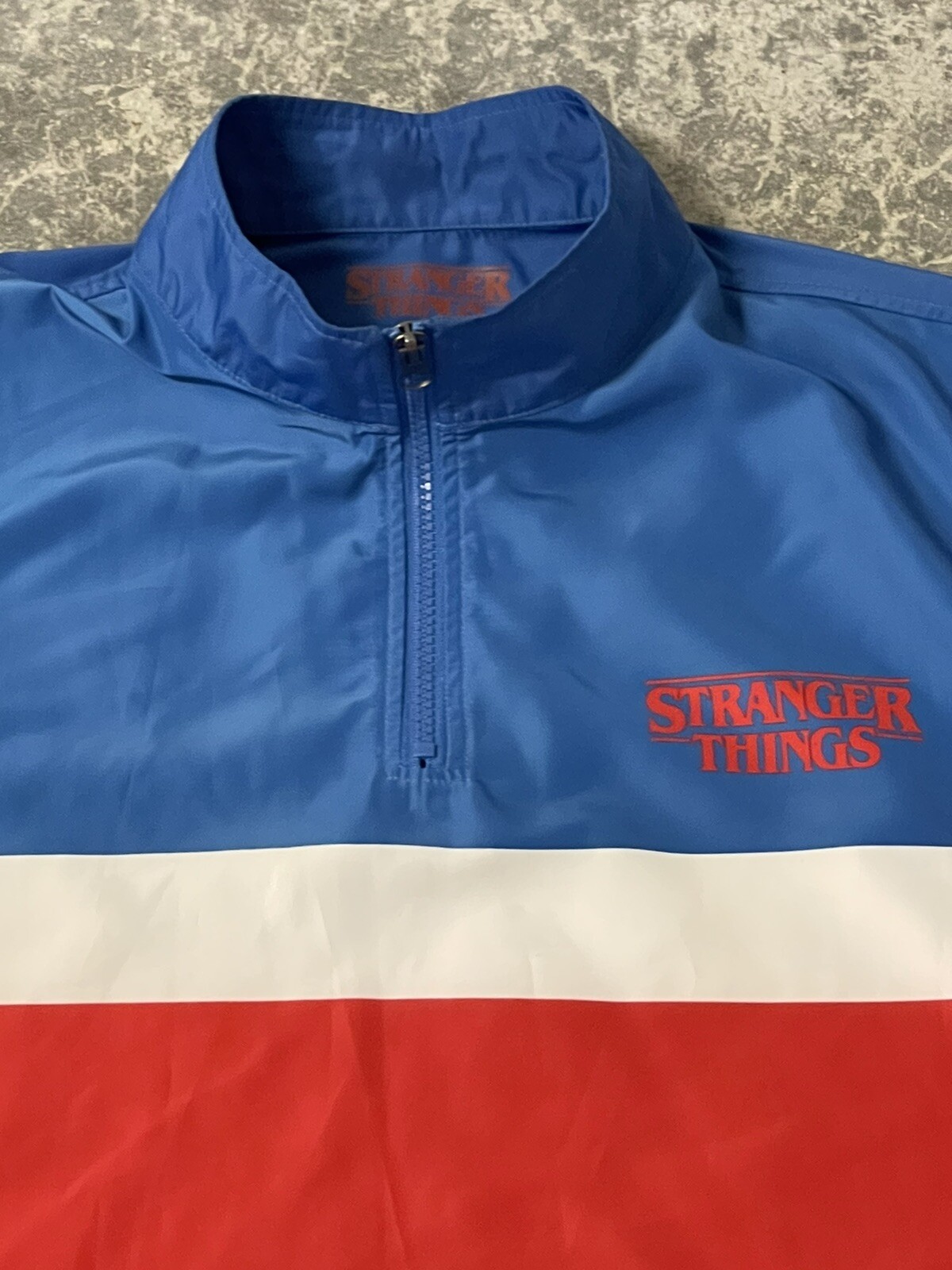 Men’s Netflix Stranger Things Pullover Windbreaker Jacket Adult Medium ...