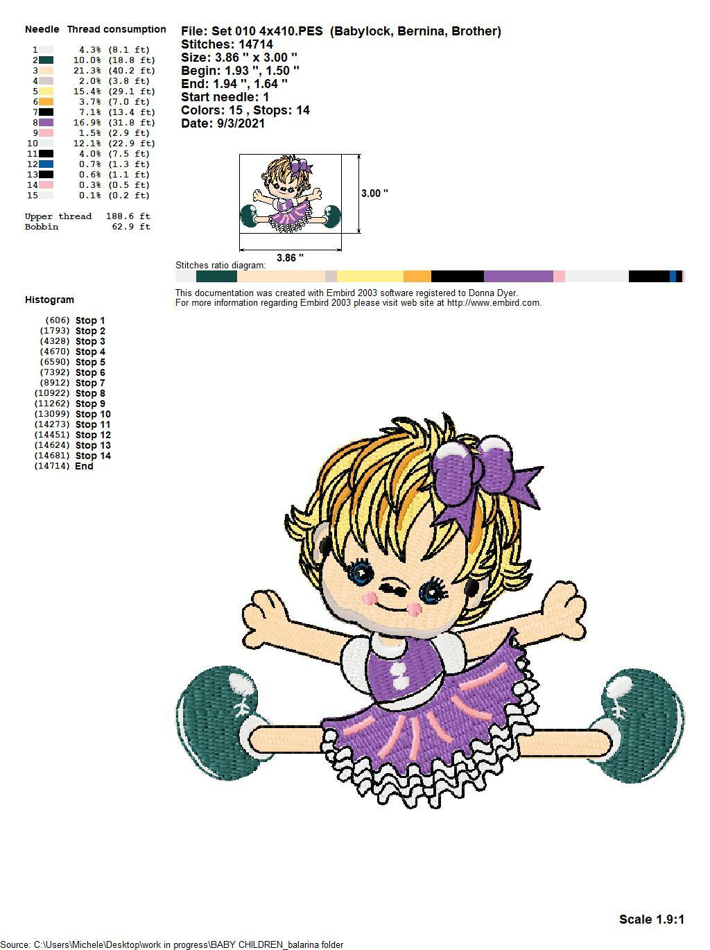 205 BALLET BALLERINA COLLECTION EMBROIDERY MACHINE DESIGNS PES JEF HUS ...